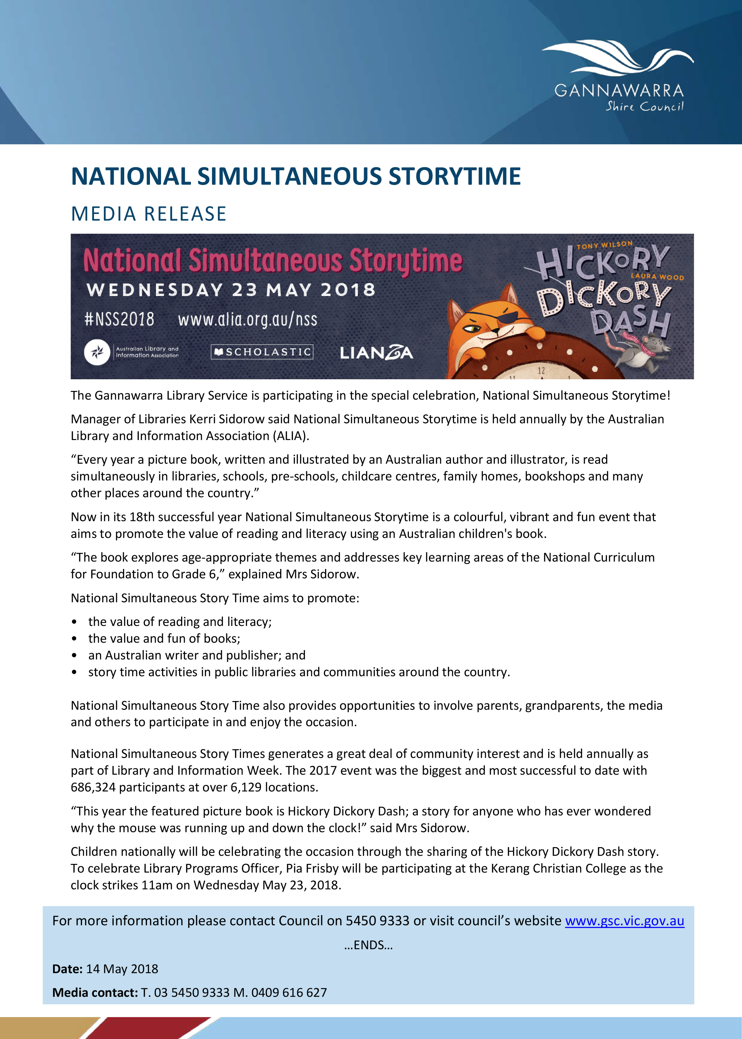 National Simultaneous Storytime - Gannawarra Shire Council